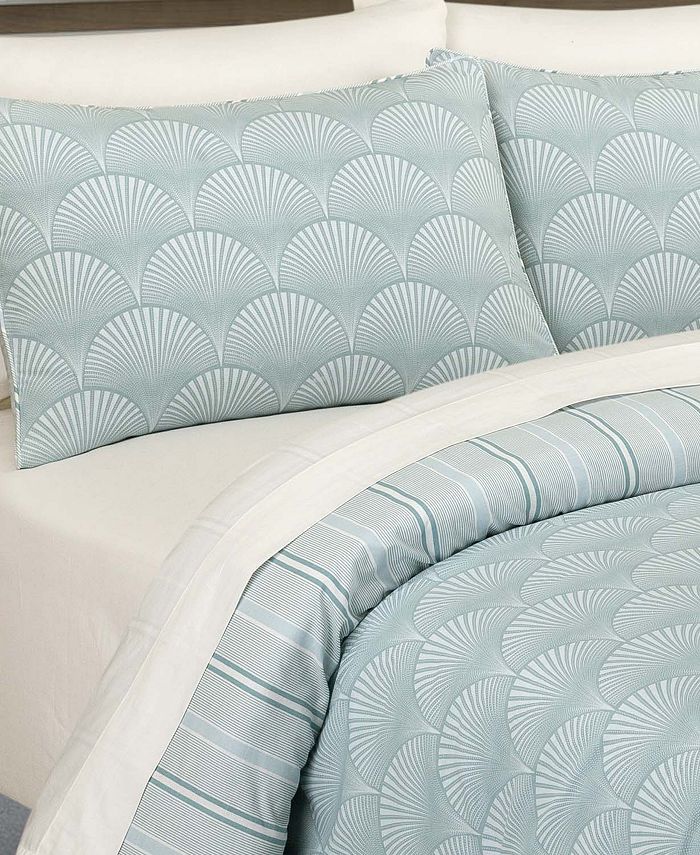 Nouvelle Home Ron Chereskin Modern Fanfair Turquoise Full/Queen Duvet ...