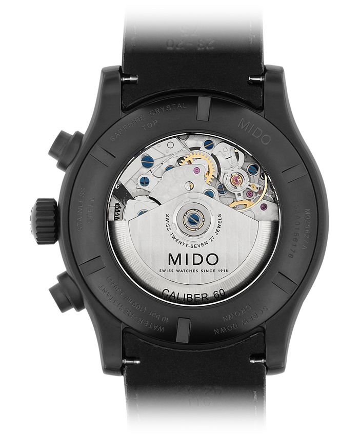 Mido Men's Swiss Automatic Multifort Black Perforated Leather Strap ...