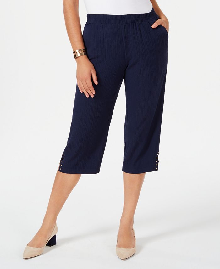 JM Collection Textured Studded Capris, Created for Macy's - Macy's