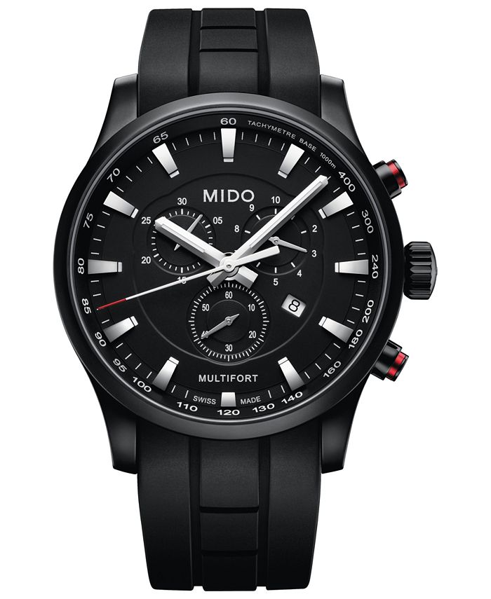 Mido Men's Swiss Chronograph Multifort Black Rubber Strap Watch 42mm ...