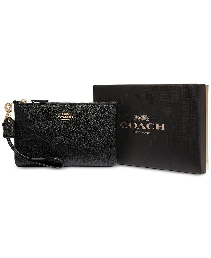 COACH Boxed Small Wristlet in Pebble Leather - Macy's