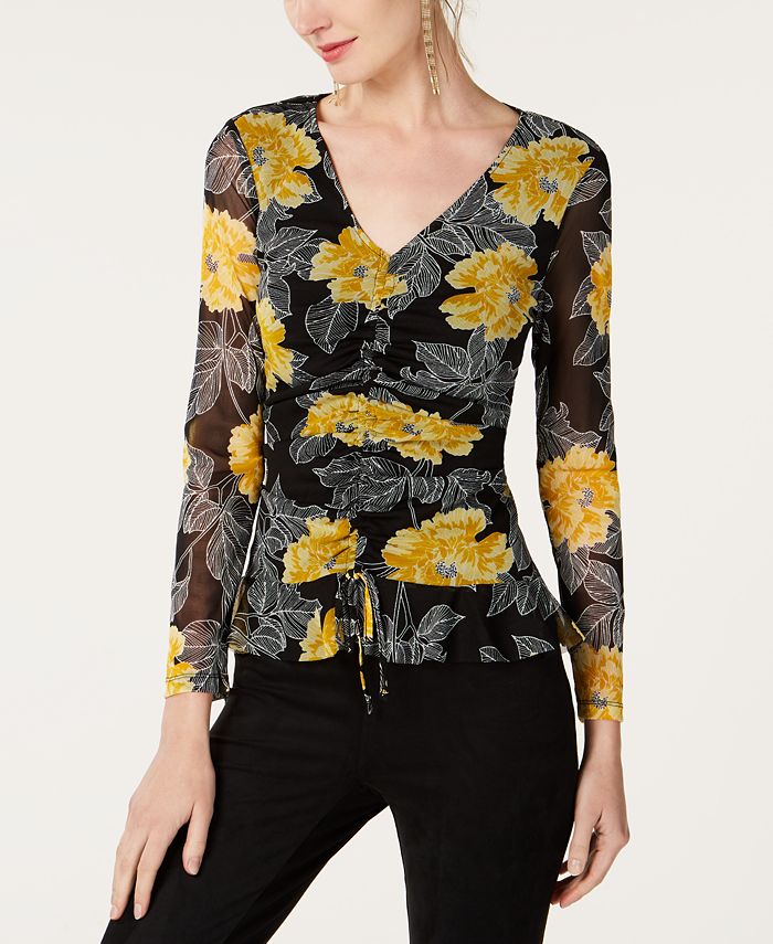 Inc International Concepts I N C Mesh Sleeve Ruched Top Created For