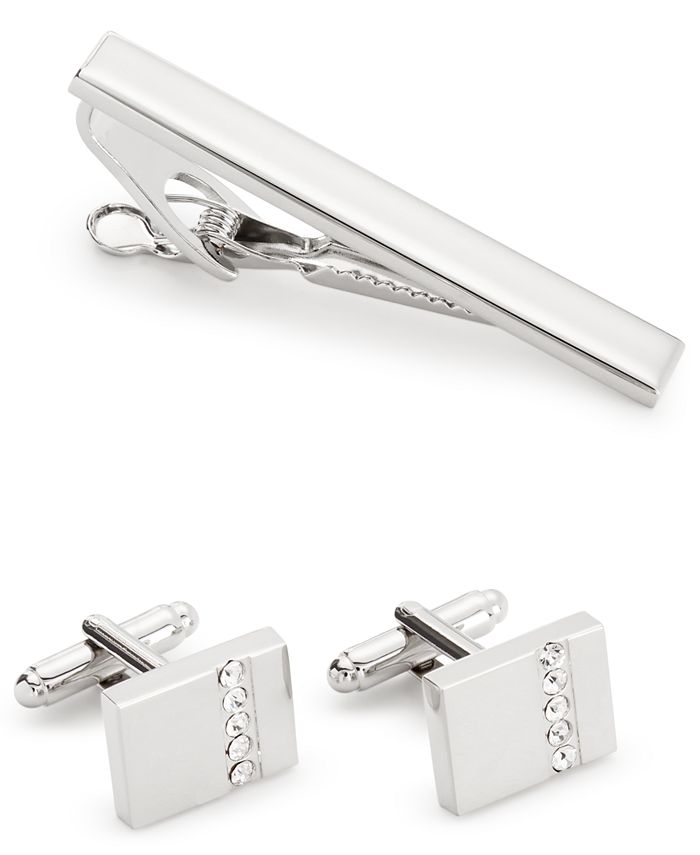 the Gift Men's Tie Bar & Crystal Cuff Links Set - Macy's