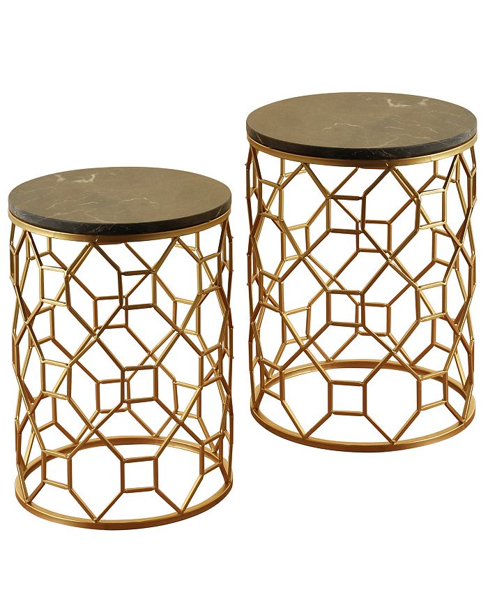 StyleCraft Home Collection Set of 2 Dilila Round Side Table - Macy's
