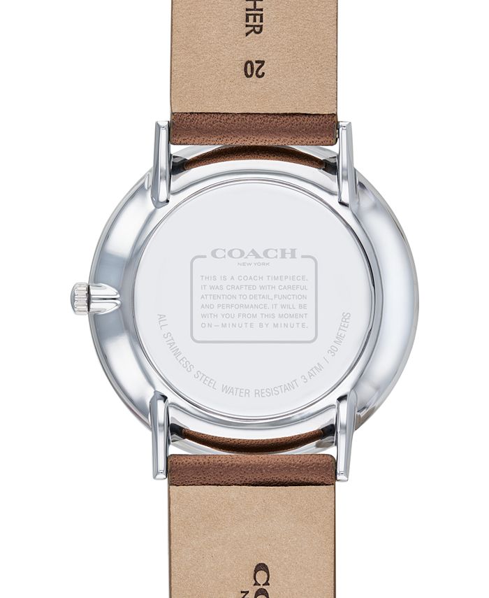 COACH Men's Varick Brown Leather Strap Watch 40mm - Macy's
