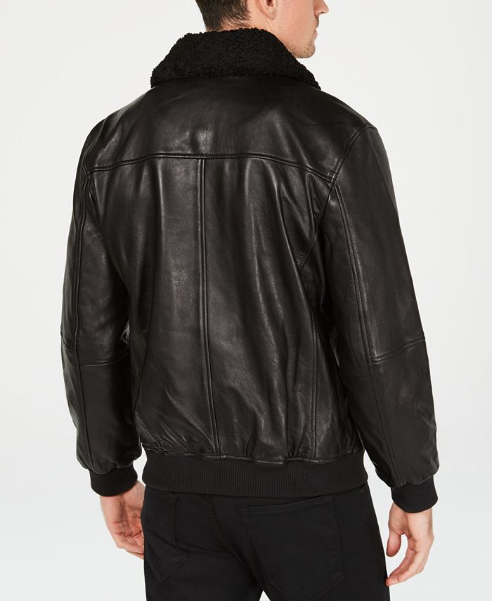 Kenneth Cole New York Kenneth Cole Mens Leather Jacket with Shearling ...