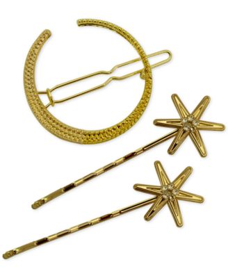 GUESS Gold-Tone 3-Pc. Moon & Star Hair Pins - Macy's