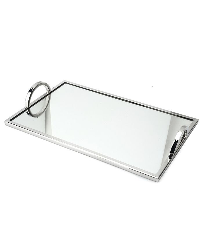 Classic Touch Large Rectangular Mirrored Tray with Chrome Edging and ...