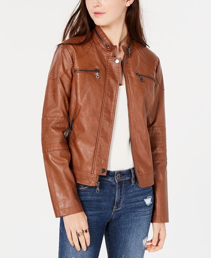 Maralyn & Me Juniors' Faux-Leather Moto Jacket - Macy's