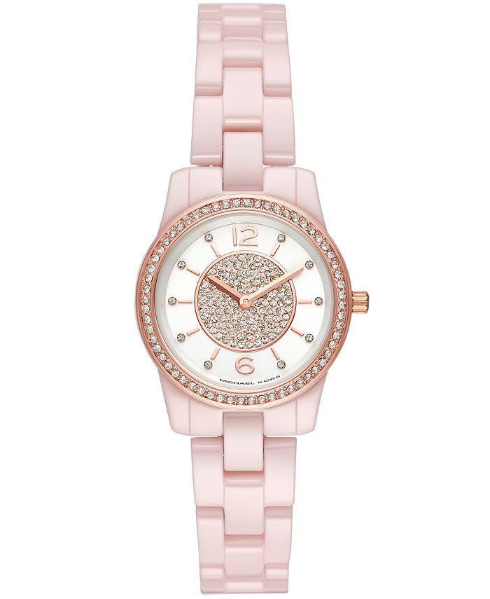 Michael Kors Women's Mini Runway Pink Stainless Steel Bracelet Watch ...