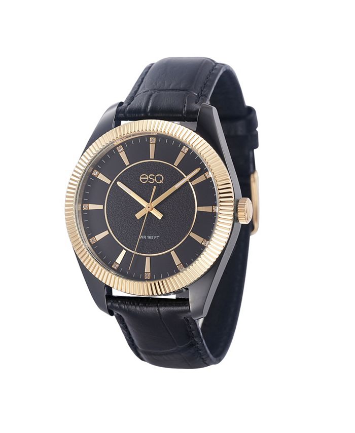 ESQ Men's Black IP Stainless Steel Watch with Black Dial and Crystal ...