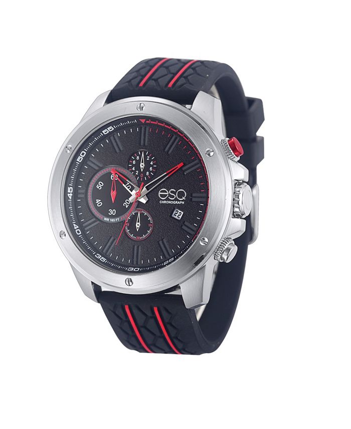 ESQ Men's Stainless Steel Chronograph Watch, Date Window and Silicone ...