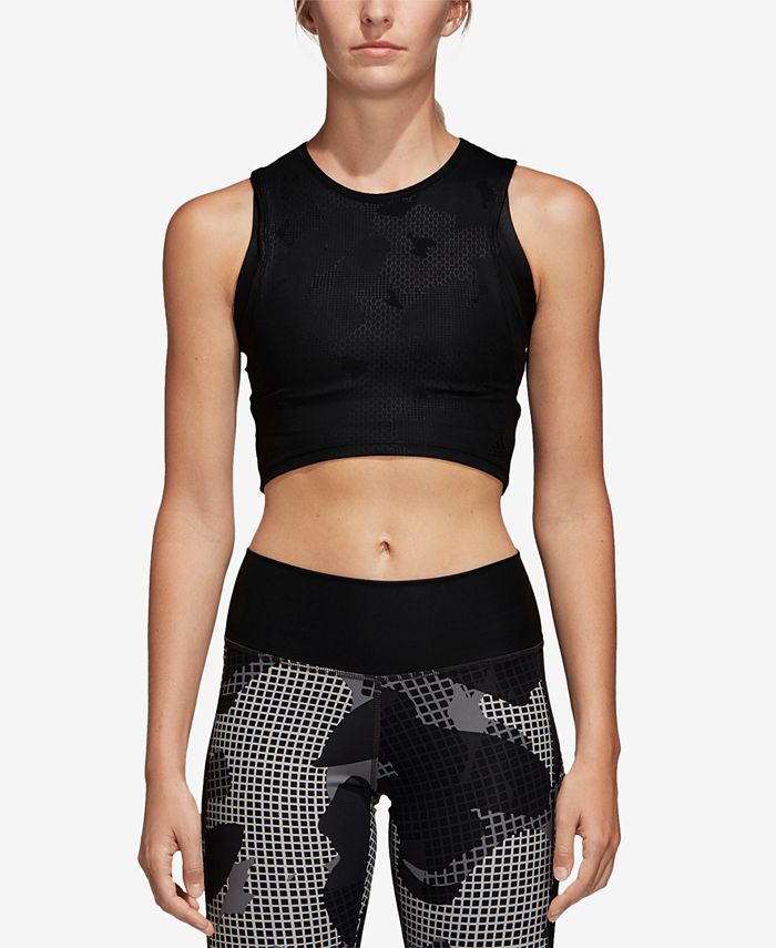 adidas Cropped Racerback Training Tank Top - Macy's