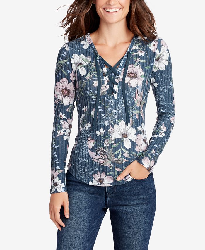 WILLIAM RAST Phoebe Printed Lace-Up Top - Macy's