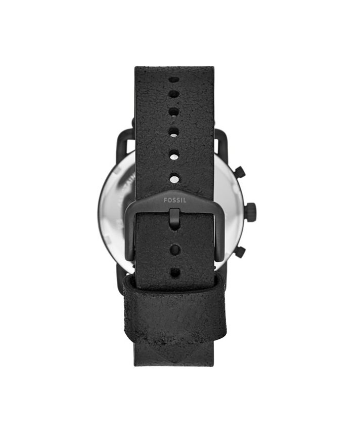 Fossil Men's Chronograph Commuter Black Leather Strap Watch 42mm - Macy's
