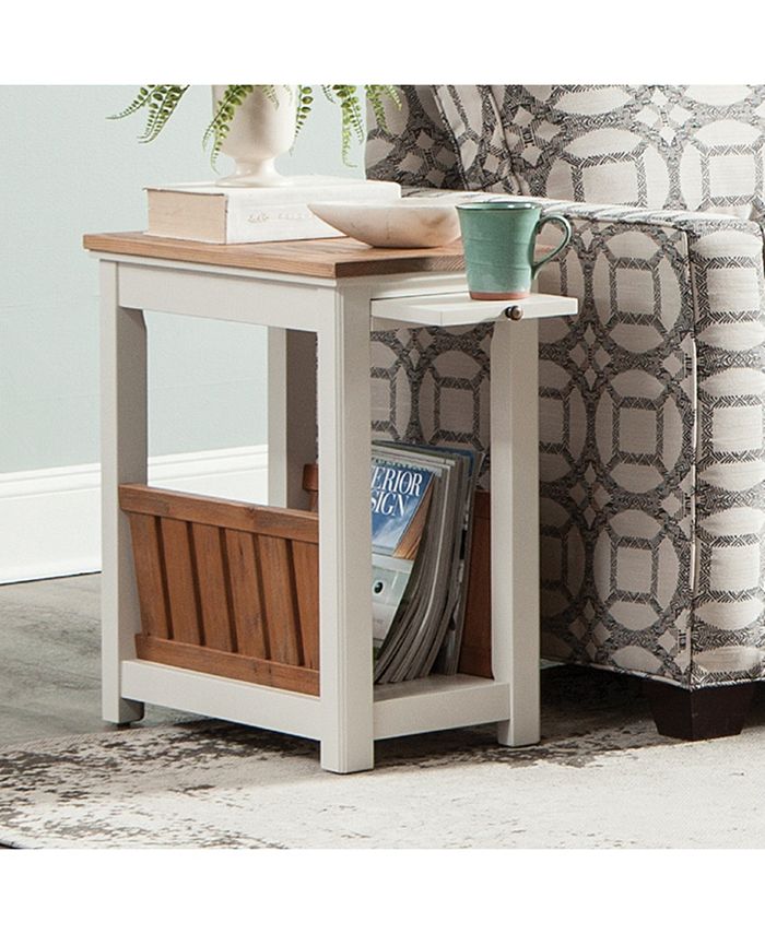 Alaterre Furniture Savannah Chairside Magazine End Table with Pull-out ...