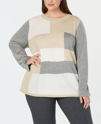 Calvin Klein Plus Size Colorblocked Sweater - Macy's