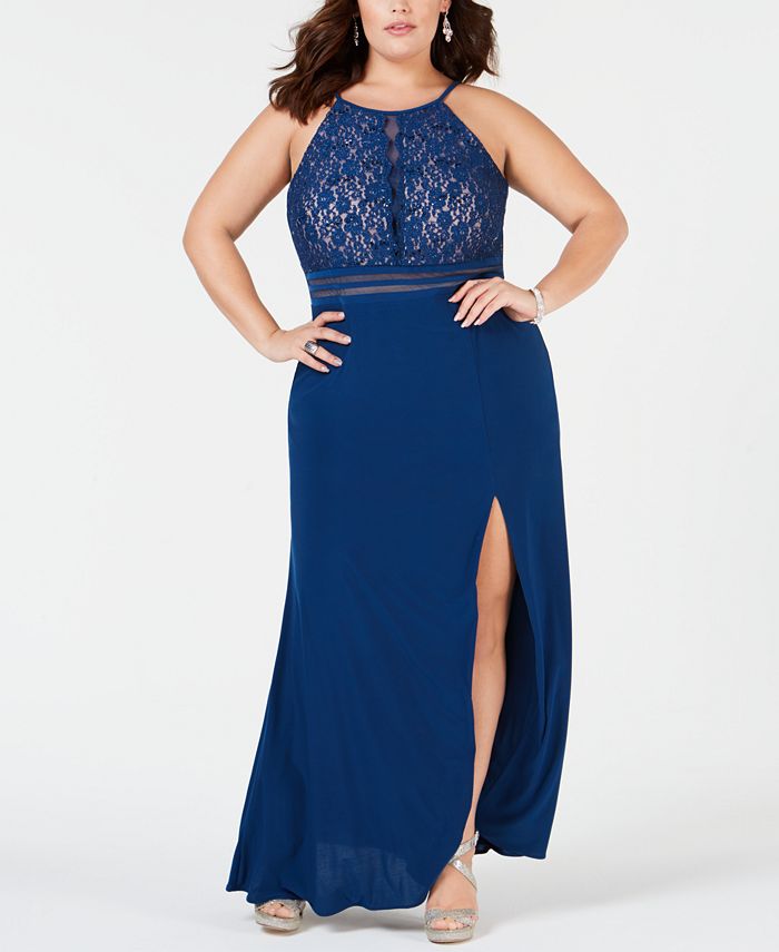 Morgan & Company Trendy Plus Size Lace Gown - Macy's