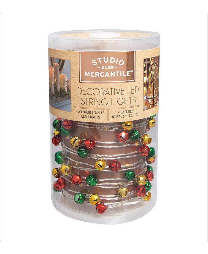 Studio Mercantile LED Micro Jingle Bells 10ft String Lights - Macy's