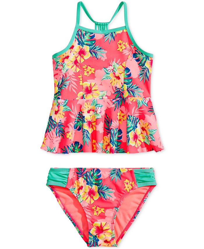 Breaking Waves Big Girls 2-Pc. Printed Peplum Tankini - Macy's