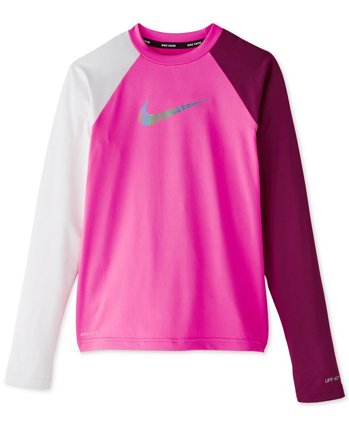 Nike Big Girls Flash Colorblocked Hydroguard Rash Guard - Macy's