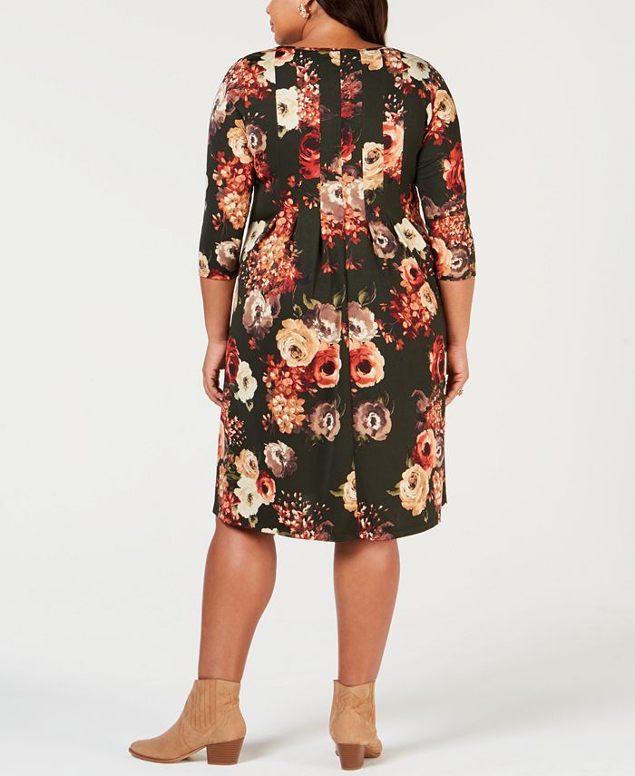 NY Collection Plus Size Pleated Dress - Macy's