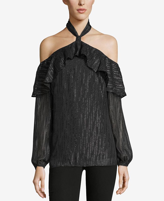 ECI Halter Off-The-Shoulder Ruffle Top - Macy's