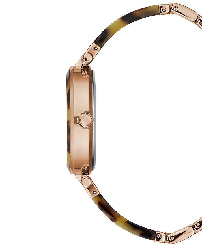 GUESS Women's Tortoise-Look Resin Half-Bangle Bracelet Watch 36.5mm ...