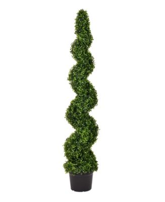 Vickerman 5' Artificial Potted Green Boxwood Spiral Tree - Macy's