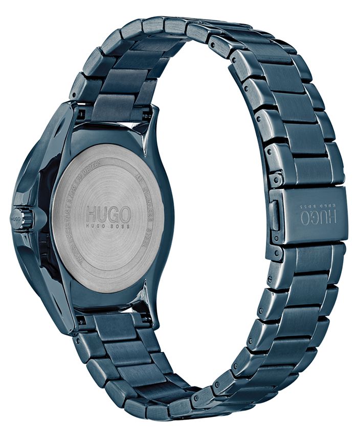 HUGO Men's #Jump Blue Stainless Steel Bracelet Watch 41mm - Macy's