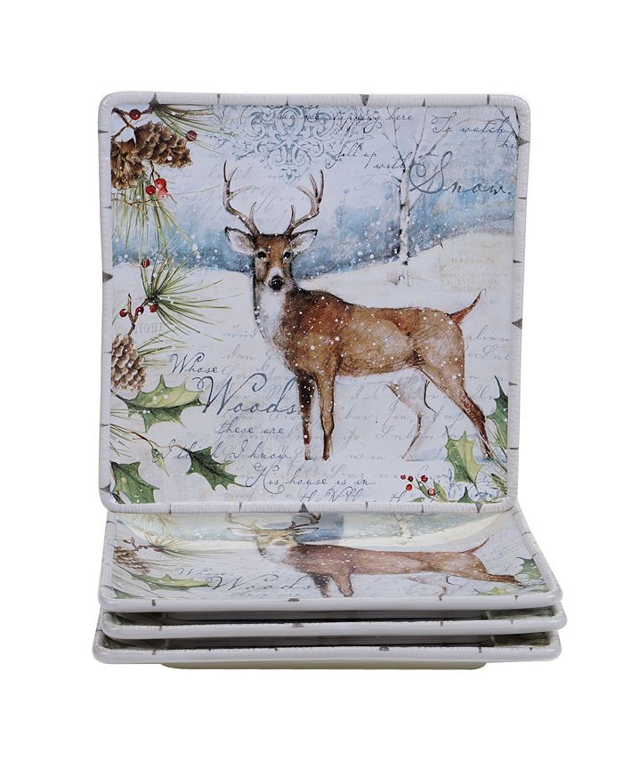 Tracy Porter Certified International Winter Lodge 4-Pc. Dinner Plate ...