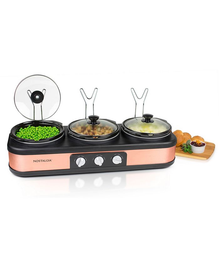 Ronco HomeCraft 3-Station 2.5-Quart Round Slow Cooker Buffet - Copper ...