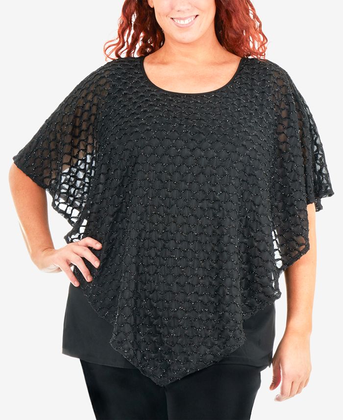 NY Collection Plus Size Layered-Look Poncho Top - Macy's