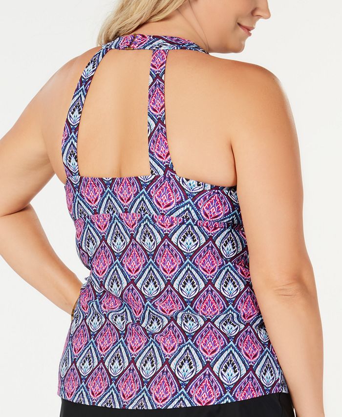 Island Escape Plus Size Heaven Sent Printed Underwire H Back Tankini