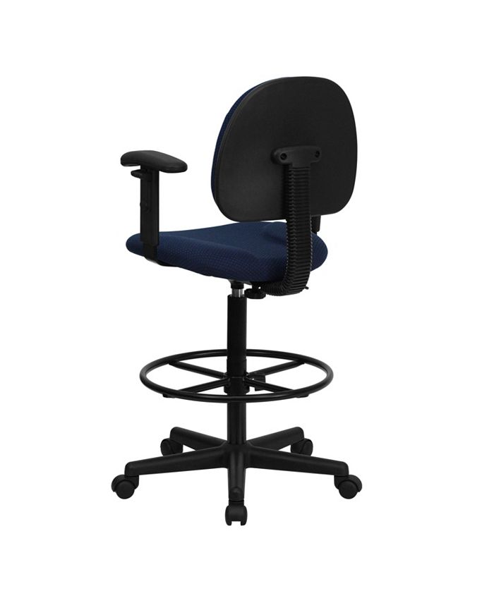Flash Furniture Navy Blue Patterned Fabric Drafting Chair With ...