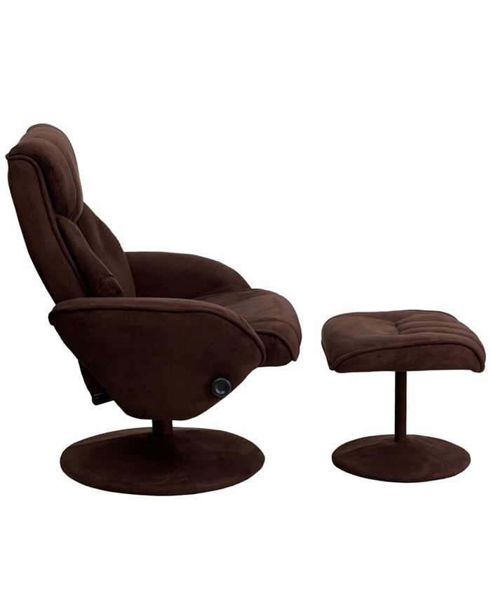 Flash Furniture Contemporary Brown Microfiber Recliner And Ottoman With ...