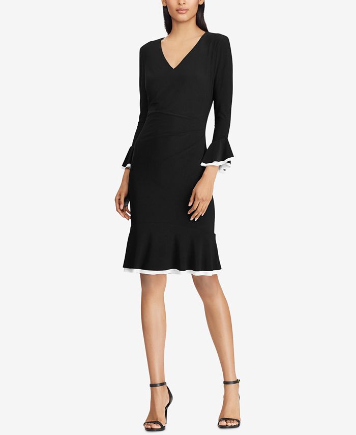 Lauren Ralph Lauren Petite Two-Tone Jersey Dress - Macy's