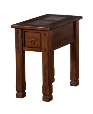 Santa Fe 26"H Dark Chocolate Chair Side Table, Slate Top - Macy's