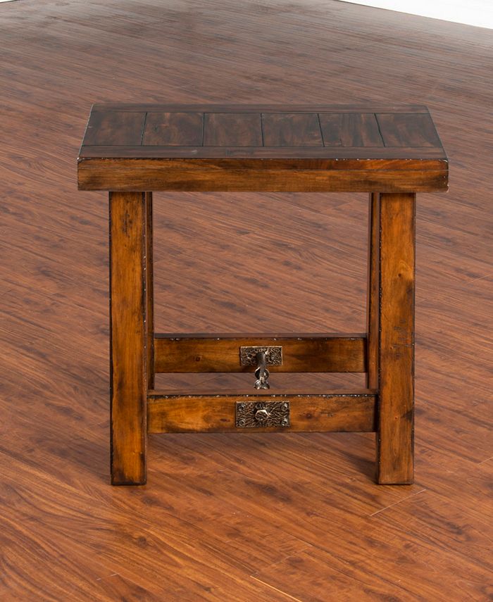 Sunny Designs Tuscany Vintage Mocha End Table, Turnbuckle Accent - Macy's