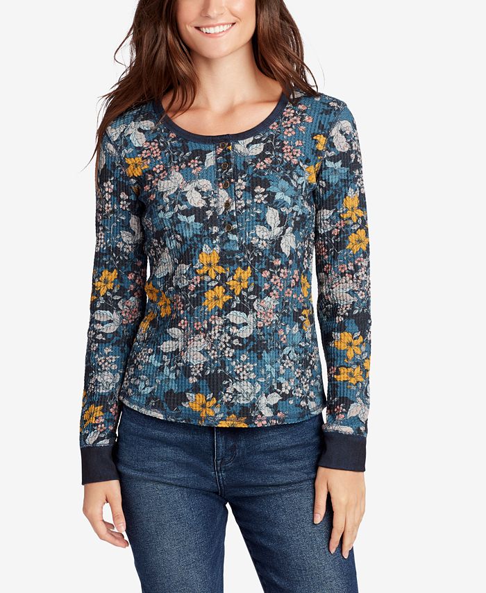 WILLIAM RAST Monica Printed Waffle-Knit Top & Reviews - Tops - Juniors ...