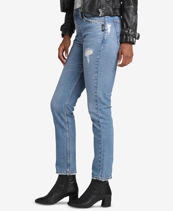 Silver Jeans Co. Frisco Ripped Straight-Leg Jeans - Macy's