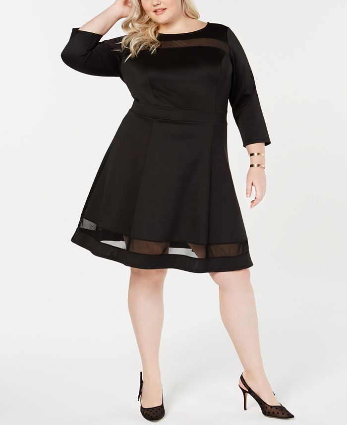 Love Squared Trendy Plus Size Illusion Fit And Flare Dress Macys