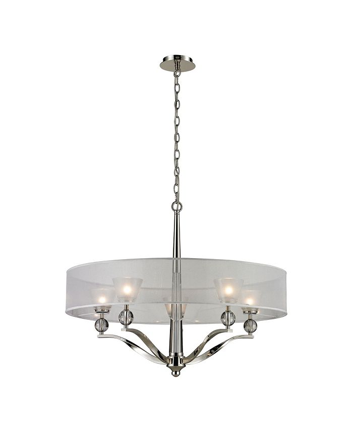 ELK Lighting 5 light chandelier in Polished Nickel - Macy's