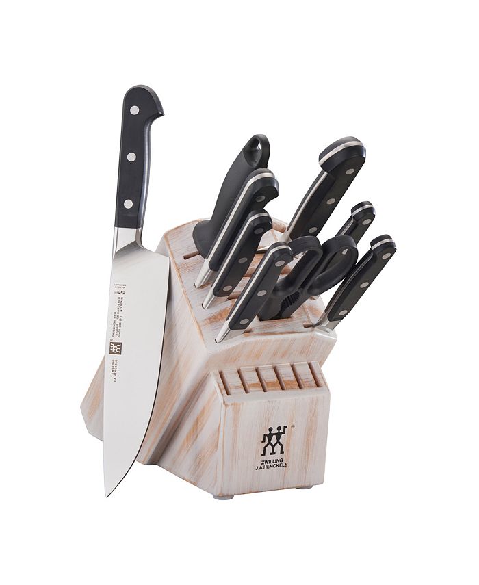 Zwilling Pro 10pc Block Set with White Rustic Rubberwood Block - Macy's