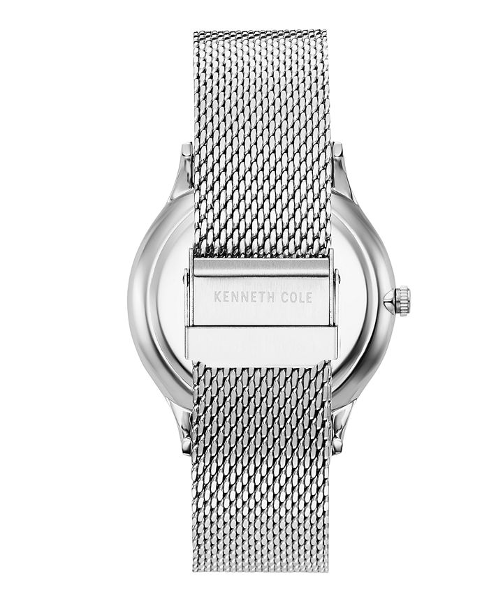 Kenneth Cole New York Men's Silver Mesh Bracelet Watch 43mm - Macy's