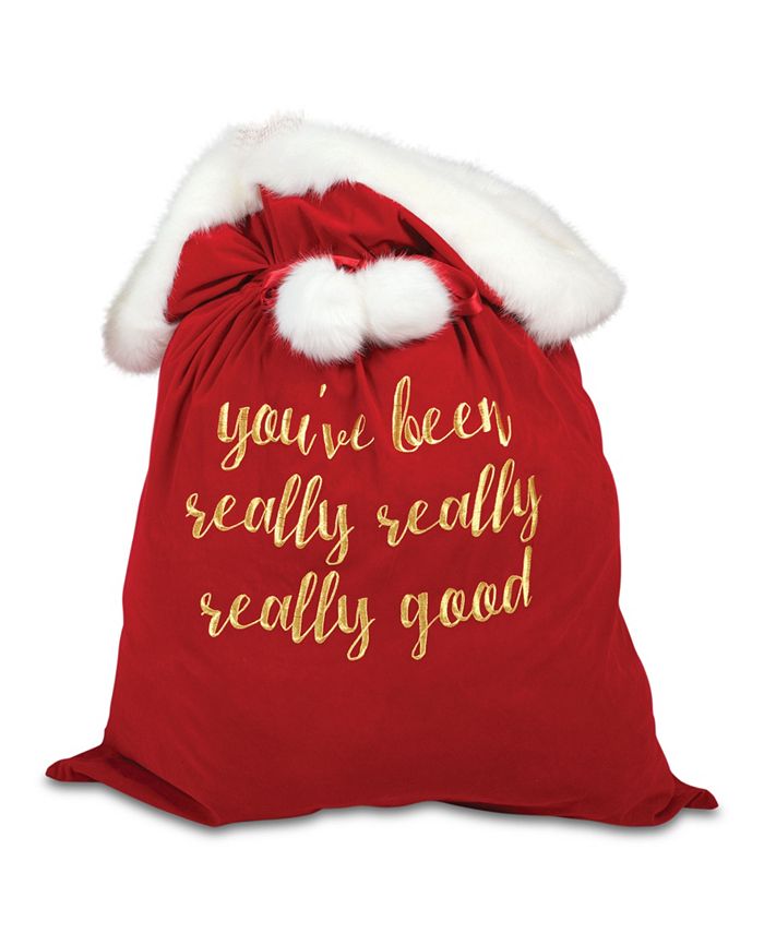 8 Oak Lane Velvet Santa Bag Red - Macy's