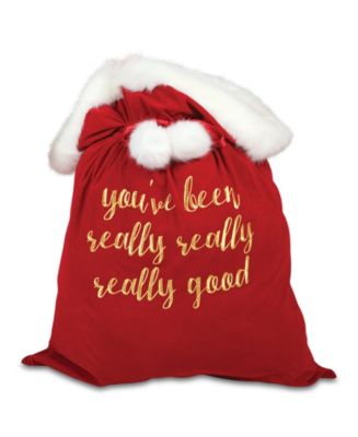 Velvet Santa Bag Red - Macy's