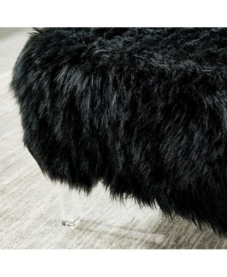 CLOSEOUT Raven I Faux Fur Acrylic Ottoman - Macy's
