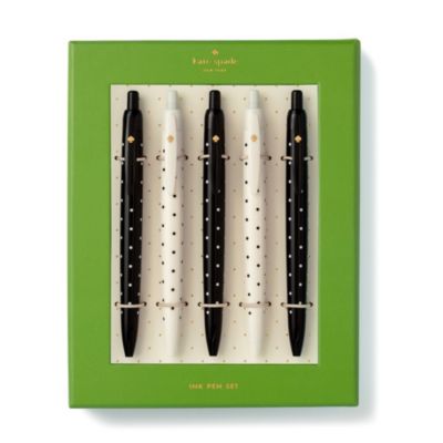 Kate Spade New York Pen Set Of 5, Black Dots - Macy's