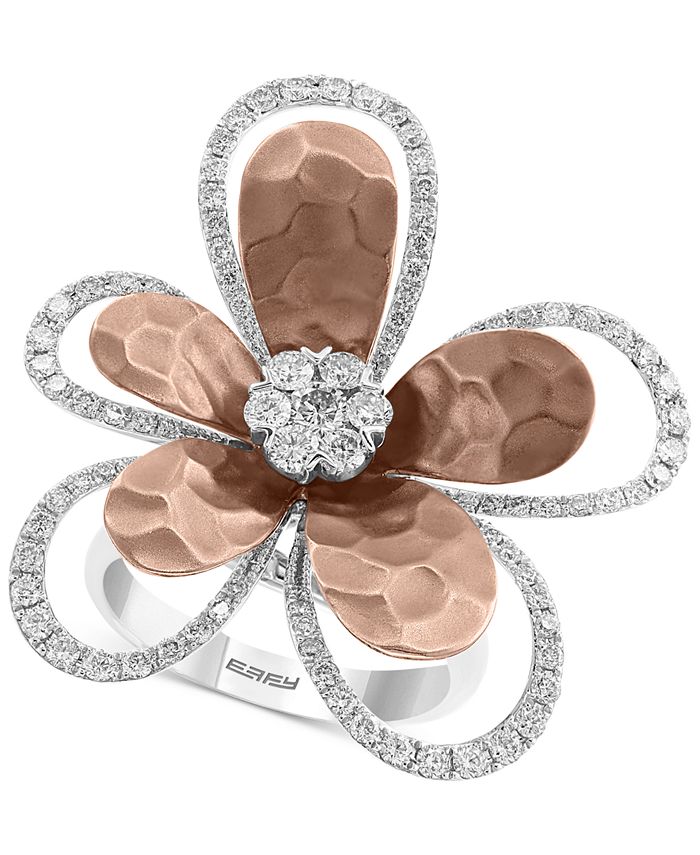 EFFY Collection EFFY® Diamond Flower Ring (1-1/4 ct. t.w.) in 14k White ...
